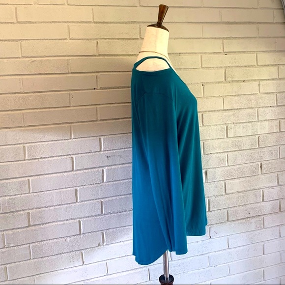 Tops | Teal Cold Shoulder Blouse | Poshmark